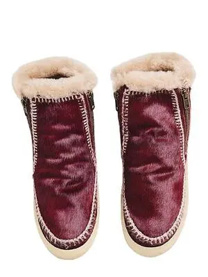 LAIDBACK LONDON Setsu Crochet Crepe Ankle Boots - Burgundy
