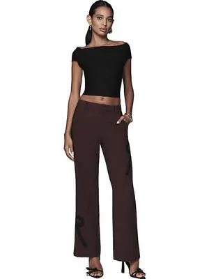 Maeve Ribbon Slim Flare Trouser Pants Plum