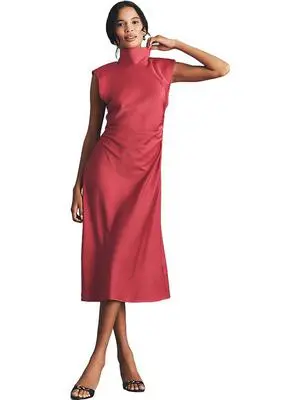 Anthropologie Sleeveless Mock-neck Midi Dress - Cerise