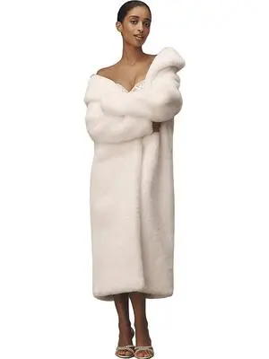 ELLIATT Vivian Faux Fur Long Coat - Ivory