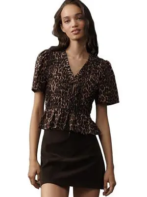 Rails Portia V-neck Blouse - Leopard