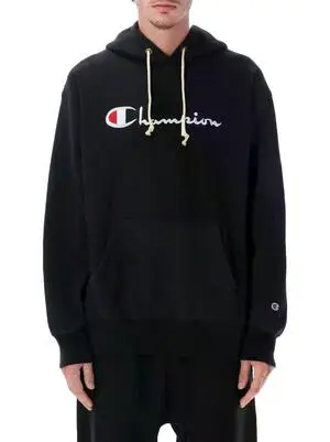Champion Logo Detailing Hoodie - Black