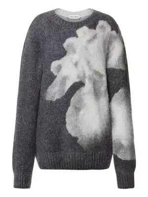 Alberta Ferretti Floral-intarsia Knit Sweater - Grey