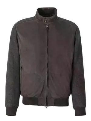 Canali Mock-neck Bomber Jacket - Brown