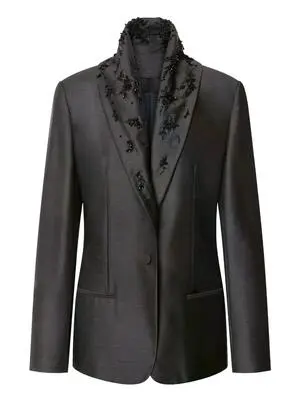 Alberta Ferretti Shawl-lapel Bead-embroidered Blazer - Grey