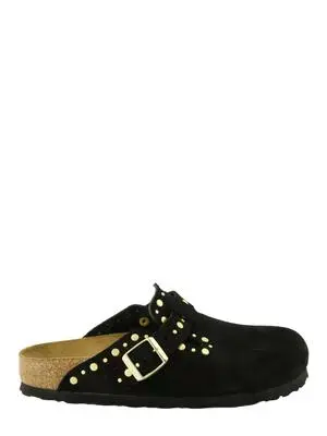 BIRKENSTOCK Boston Rivets Suede Mules - Black