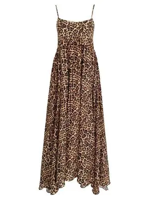 AZLEE AZEEZA Rachel Leopard-Print Midi Dress