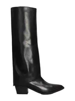 JULIE DEE 55mm Leather Boots - Black