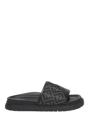 Fendi Diagonal Ff Jacquard Sandals - Black