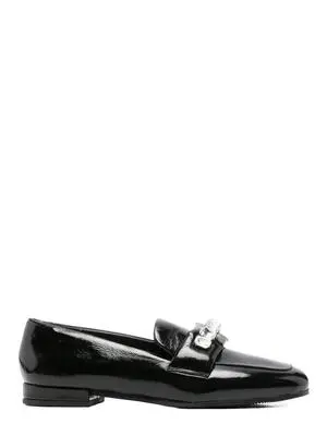 EVALUNA Embellished Calf-leather Loafers - Black