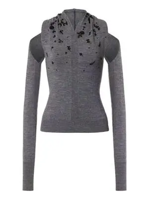 Alberta Ferretti Off-shoulder Virgin Wool Sweater - Grey