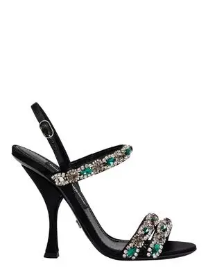 Dolce & Gabbana Crystal-embellished Satin Sandals - Black