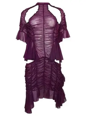 ESTER MANAS Cut-out Ruched Mini Dress - Purple