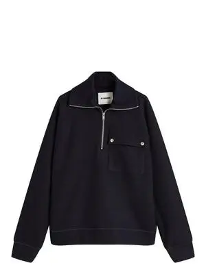 JIL SANDER Felted Wool Quarter-Zip Jumper