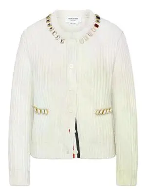 THOM BROWNE Swarovski-Crystal Half-Stitch Cashmere Cardigan