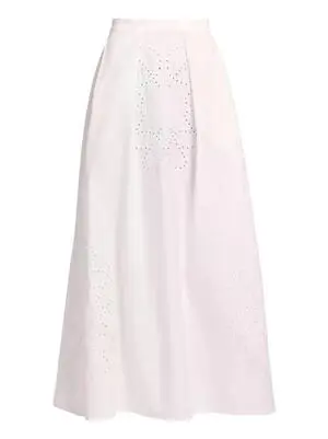 Elie Saab Monogram Embroidered Pleated Skirt - Neutrals