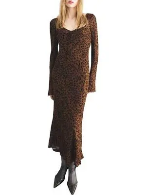 Mango Valeria Animal Print Maxi Dress - Brown/black Leopard
