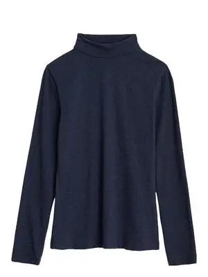 SEASALT CORNWALL Landing Turtleneck Stretch Organic Cotton Top Melange Maritime