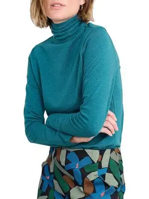 SEASALT CORNWALL Landing Turtleneck Stretch Organic Cotton Top Melange Mast