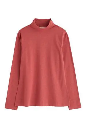 SEASALT CORNWALL Landing Turtleneck Stretch Organic Cotton Top Melange Red Sail