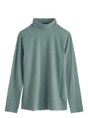 SEASALT CORNWALL Landing Turtleneck Stretch Organic Cotton Top Melange Sardine