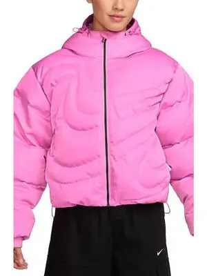 Nike Swoosh Quilted Down Crop Puffer Jacket - Pink Splash/pink Splash