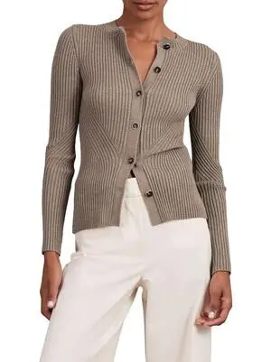 REISS Tula Rib Cardigan - Stone