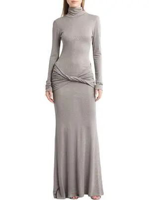 DELFI COLLECTIVE Anastasia Metallic Maxi Dress - Pewter