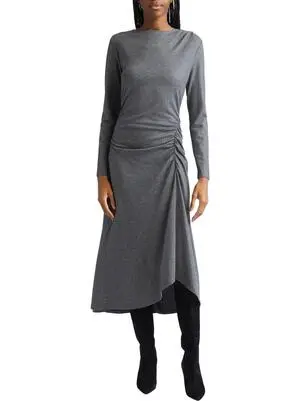 VERONICA BEARD Theodora Ruched Long Sleeve Midi Dress