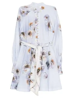 Zimmermann Hypnotic Linen Shirt Dress Purple
