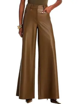 Norma Kamali Elephant Faux Leather Pants - Bark