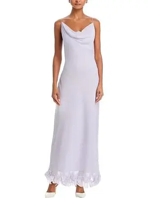ROTATE BY BIRGER CHRISTENSEN Rotate Chiffon Slip Dress With Ruffled Hem Lavender