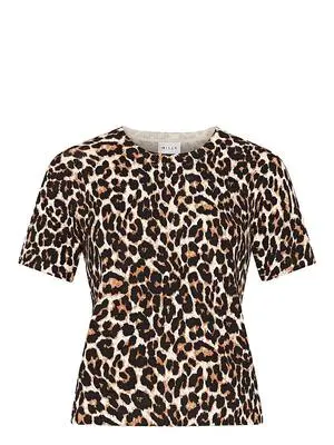 MILLY Leopard Print Short Sleeve Top