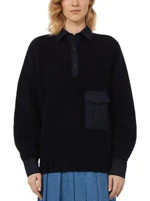 Max Mara Signature Vanda Collared Wool & Cashmere Sweater - Ultramarine