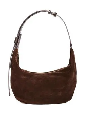 Aqua Suede Hobo Shoulder Bag - Brown