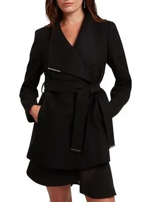 Ted Baker London Wool-blend Wrap Coat - Black