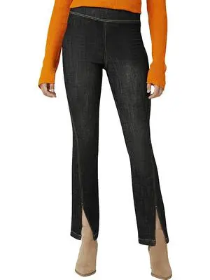 Hue Crosshatch High Rise Bootcut Jeans - Black
