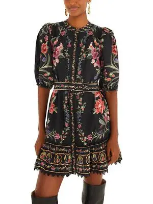 Farm Rio Belle Garden Mini Dress - Belle Garden Black