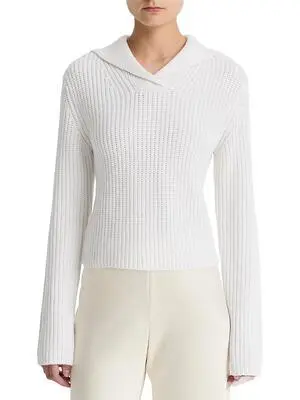 Vince Ribbed Sailor Collar Sweater - Off White
