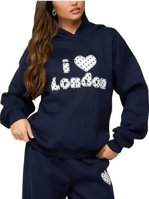 EDIKTED I Heart London Hoodie - Navy