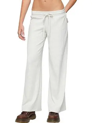 EDIKTED Cicilia Straight Leg Ribbed Pants - Gray Melange