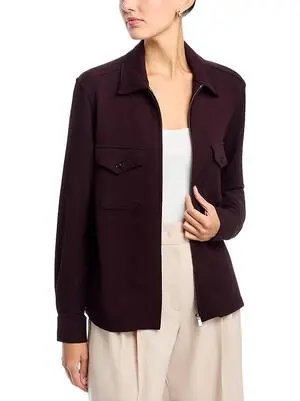 Majestic Filatures Zip Front Shirt - Aubergine