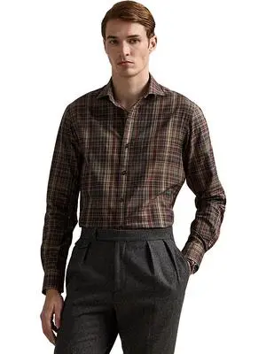 Polo Ralph Lauren Classic Fit Plaid Twill Shirt Khaki/wine Multi