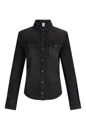 Liu Jo Rhinestone-embellished Denim Shirt - Black