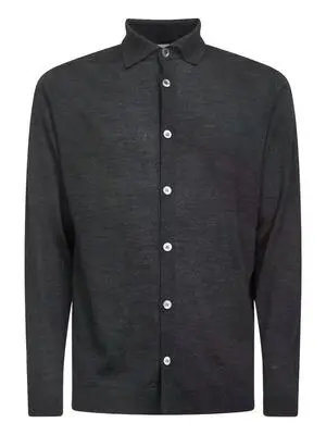 LARDINI Long-sleeve Virgin-wool Shirt - Black