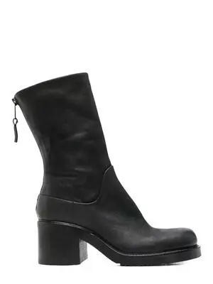 Elena Iachi Block-heel Leather Boots - Black