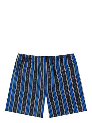 Balenciaga Logo Striped Swim Short - Black/blue