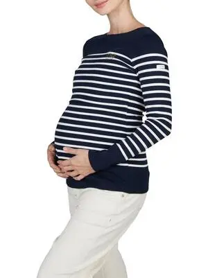 CACHE COEUR Benodet Maternity Nursing Sailor Shirt Navy/white