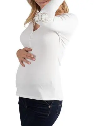 CACHE COEUR Long Sleeve Maternity And Nursing Top - Ivory