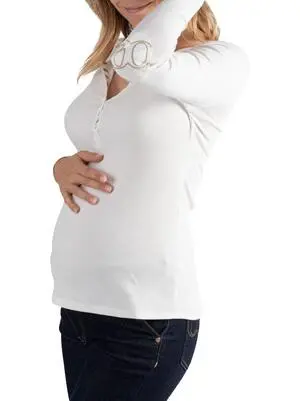 CACHE COEUR Long Sleeve Maternity And Nursing Top - Ivory